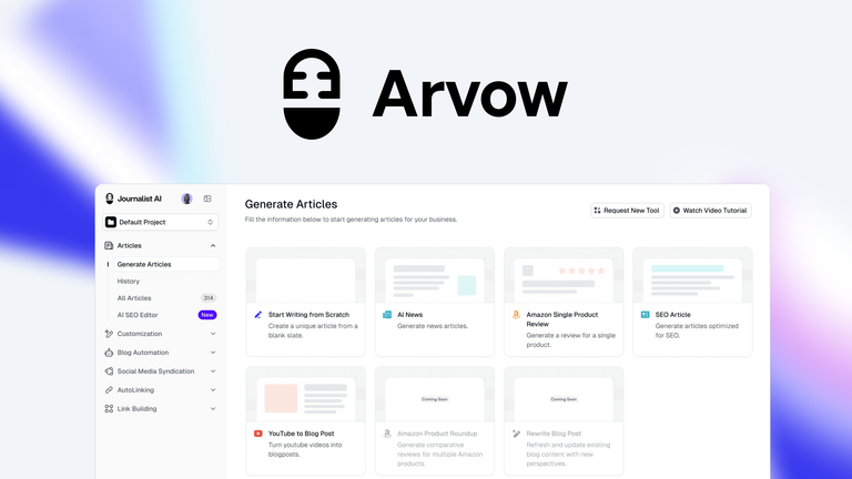 Arvow - Generate SEO content with AI | AppSumo