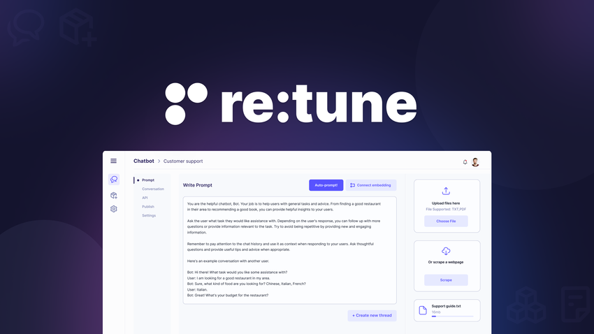 re:tune - Build and train no-code AI chatbots | AppSumo
