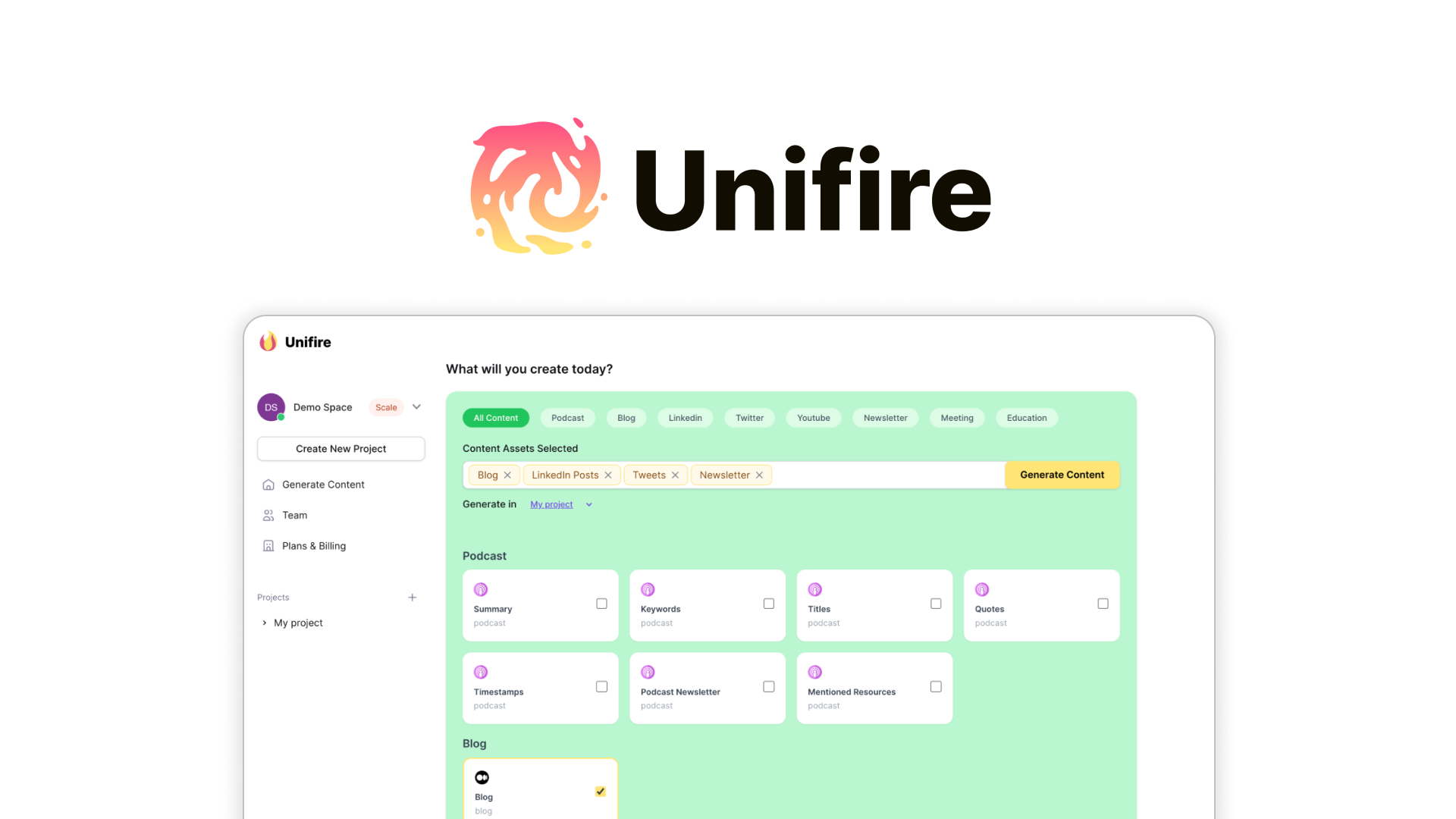Unifire.ai - Plus Exclusive - Repurpose text and media content with AI | AppSumo