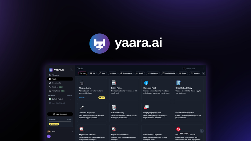 Yaara - Produce content at lightning speed with AI | AppSumo