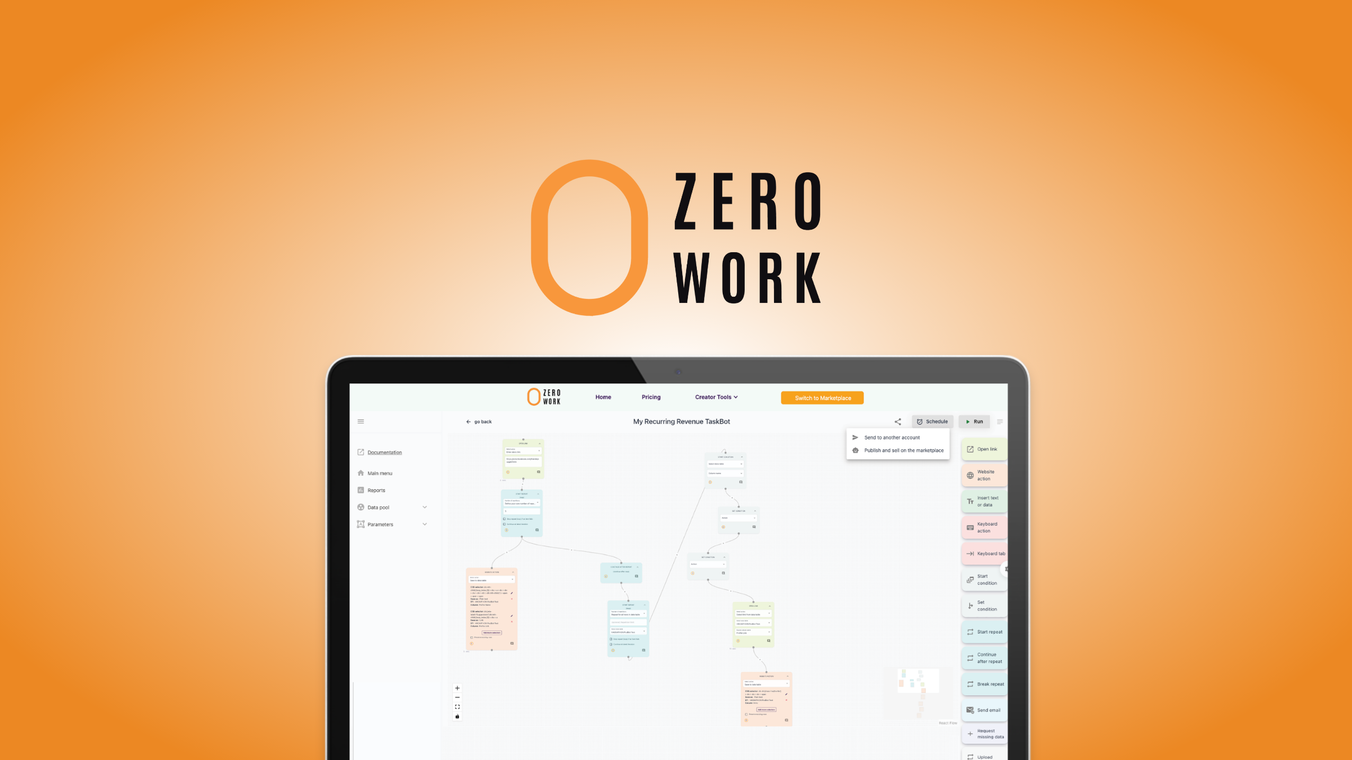 ZeroWork Creator App - Build and monetize automated TaskBots | AppSumo