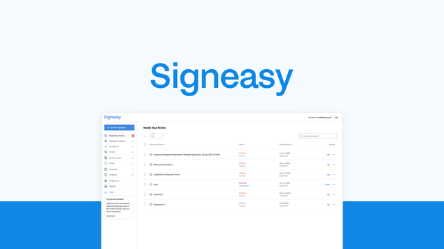 Signeasy - E-sign, simplify & automate doc workflow | AppSumo