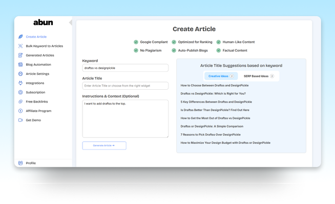 Abun - Automate blogging with AI | AppSumo