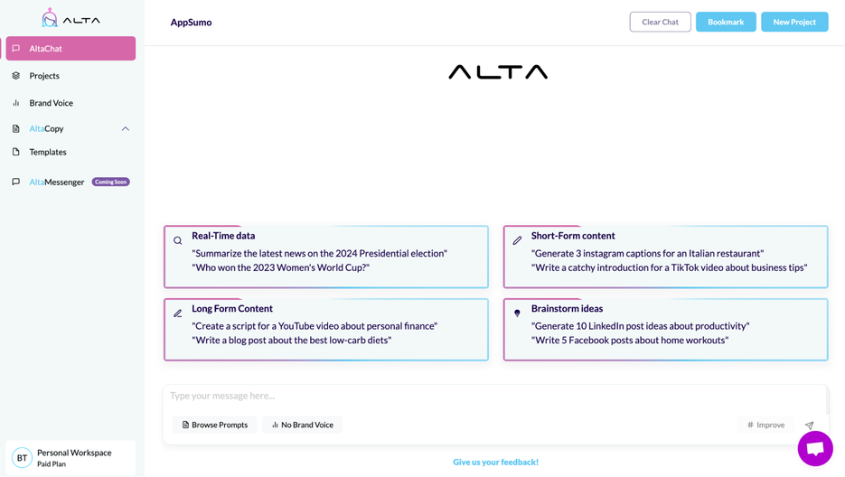 Alta - Generate content with AI | AppSumo