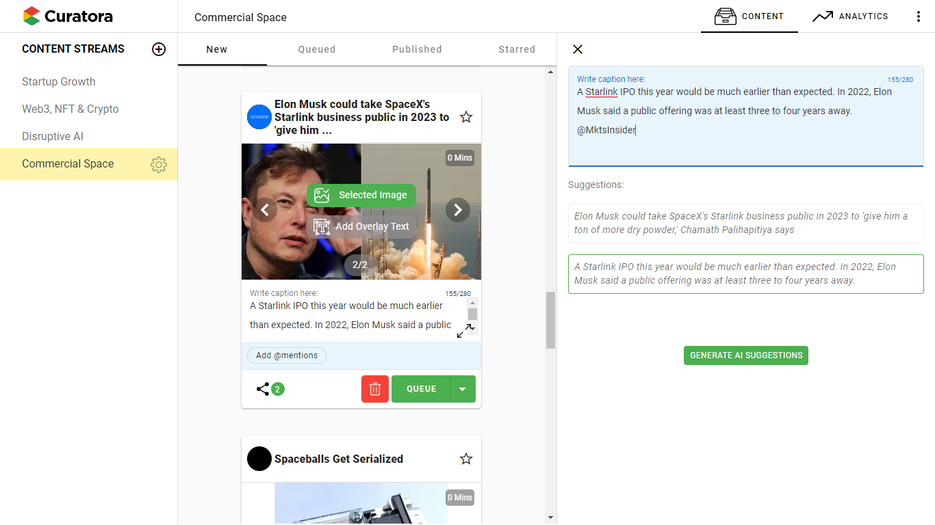 Curatora - Automatically curate social content | AppSumo