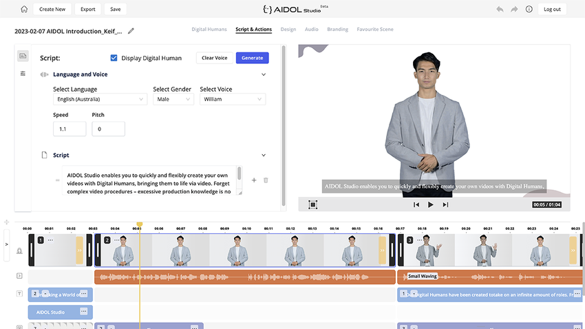 AIDOL Studio - Produce videos with digital actors | AppSumo