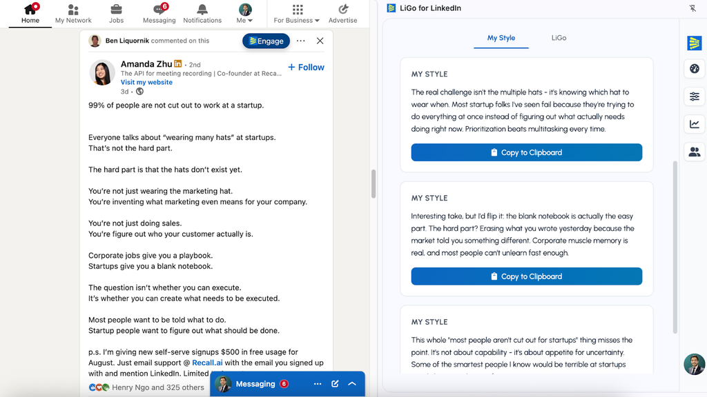 LiGo - Generate LinkedIn content in your own voice | AppSumo