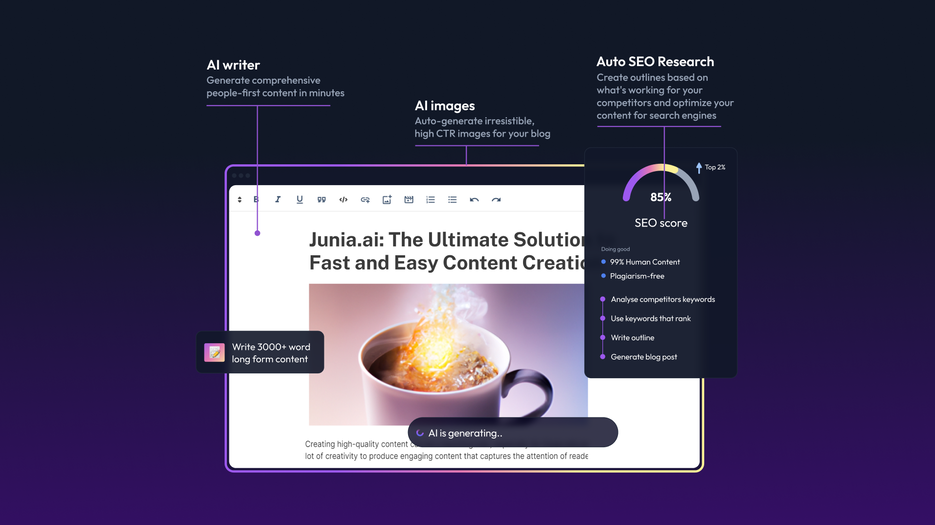 Junia AI - Generate high-ranking articles with AI | AppSumo