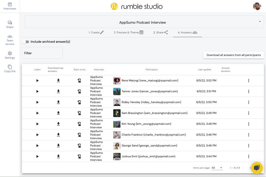 Spoken (formerly Rumble Studio) - Capture remote interviews 24/7 | AppSumo
