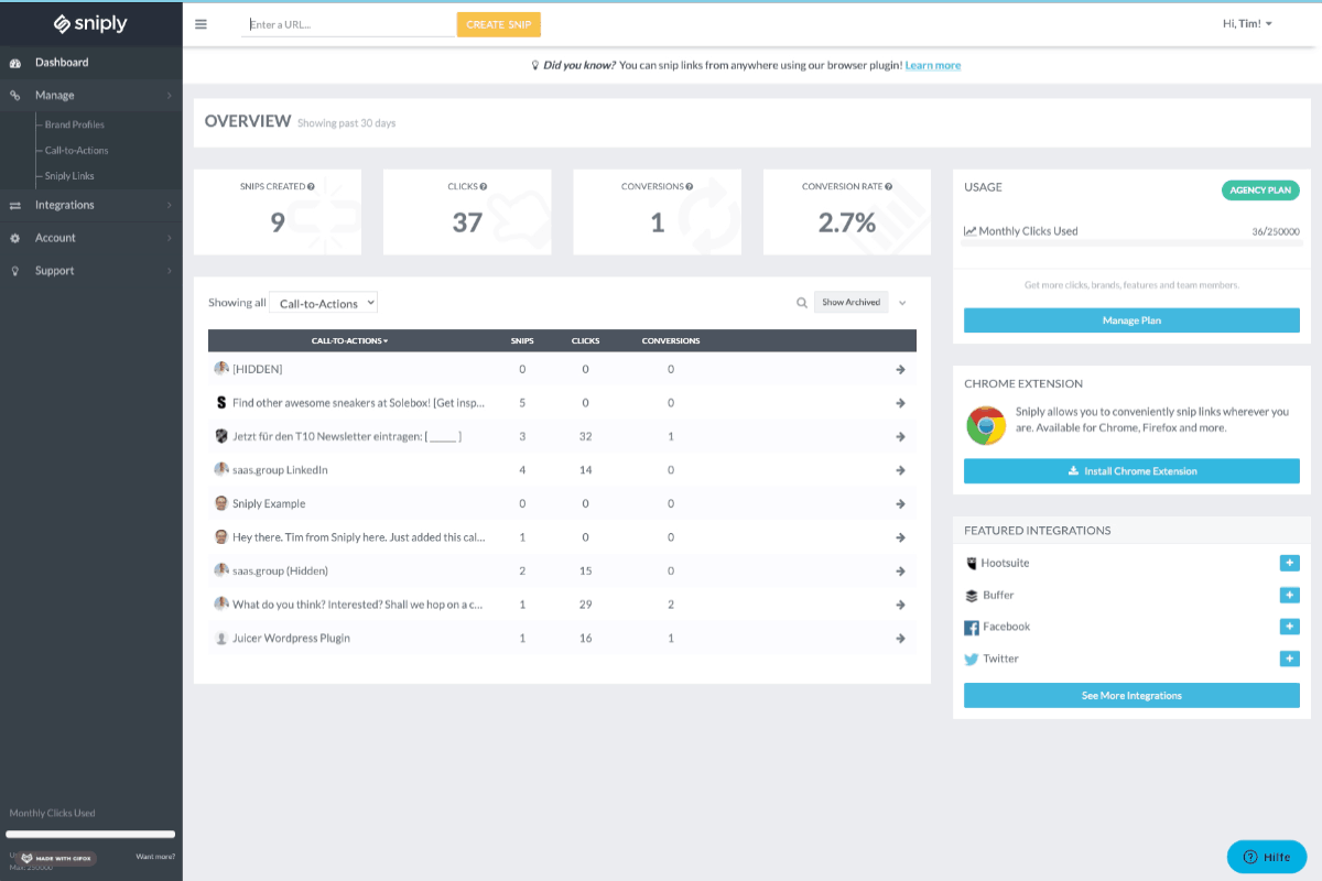 Sniply - Add CTAs to custom, shortened links | AppSumo
