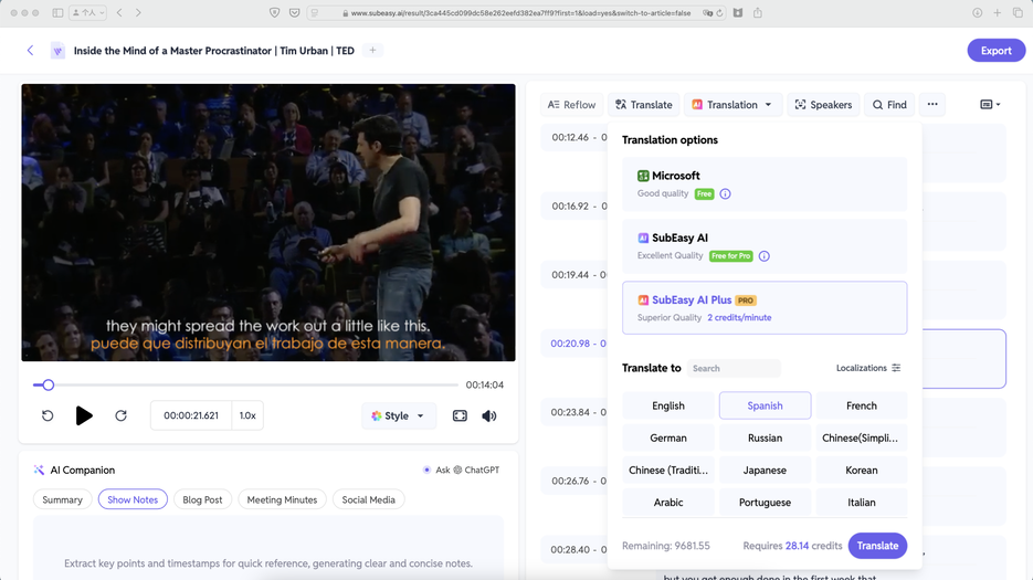 SubEasy.ai - Transcribe videos in 100+ languages | AppSumo