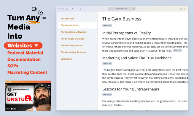 VideoToPage - Turn video & audio into text content | AppSumo