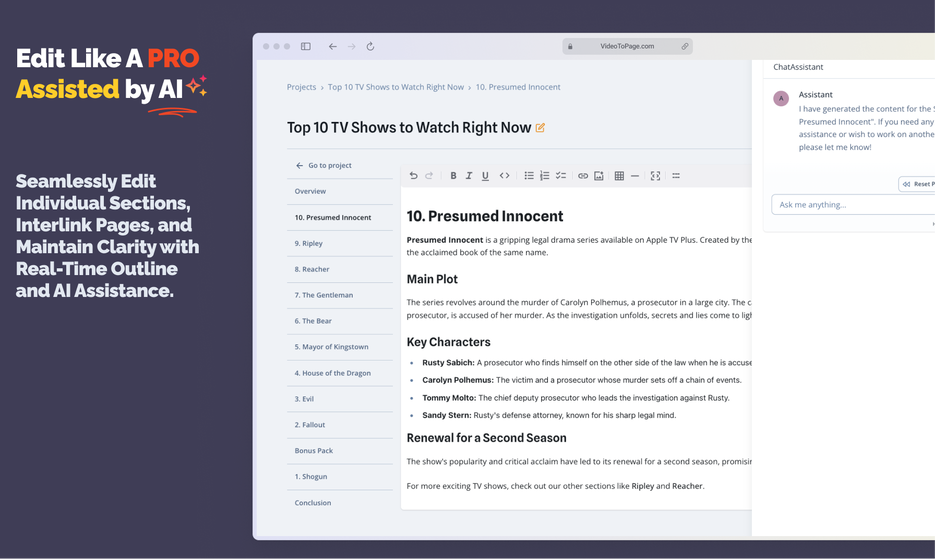VideoToPage - Turn video & audio into text content | AppSumo