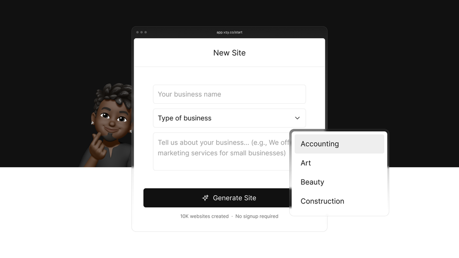 Vzy - Create beautiful sites fast with AI | AppSumo