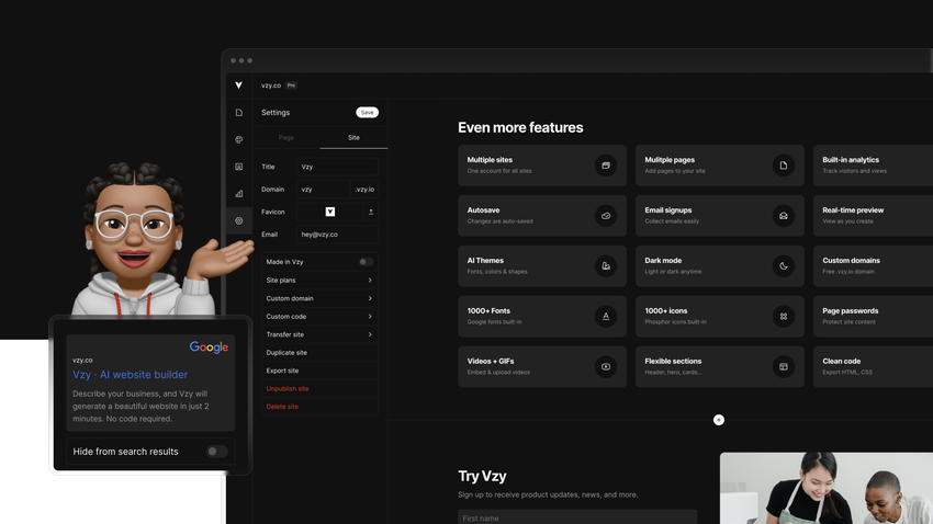 Vzy - Create beautiful sites fast with AI | AppSumo